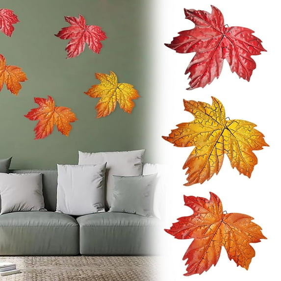 3pcs Realistic Metal Maple Leaf Wall Decoration Natural Maple Leaf ...