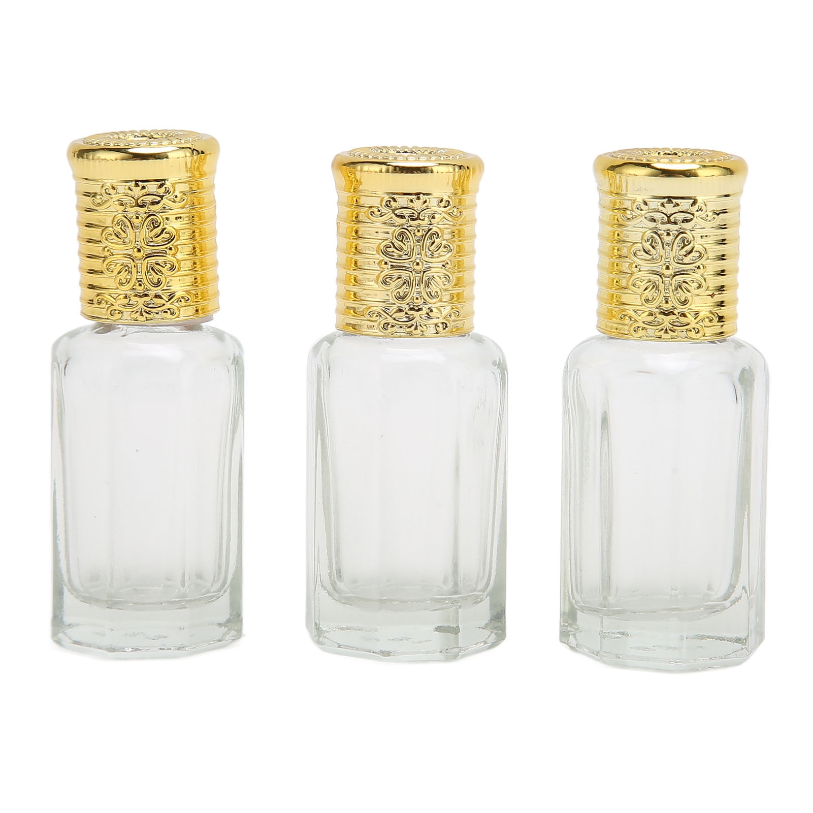 3pcs Refillable Perfume Bottle 10ml Golden Cover Transparent Glass ...