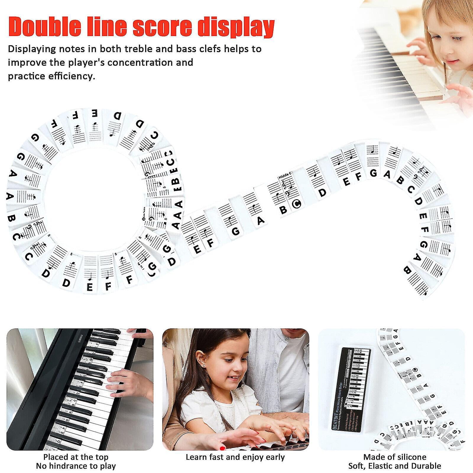 3pcs Removable Piano Keyboard Note Labels Reusable Silicone Piano ...