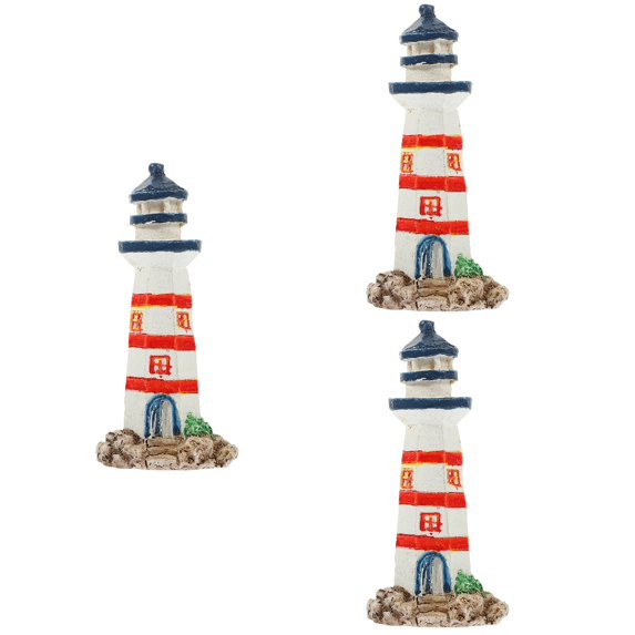3pcs Resin Lighthouse Decor Nautical Lighthouse Decoration Rustic Ocean ...