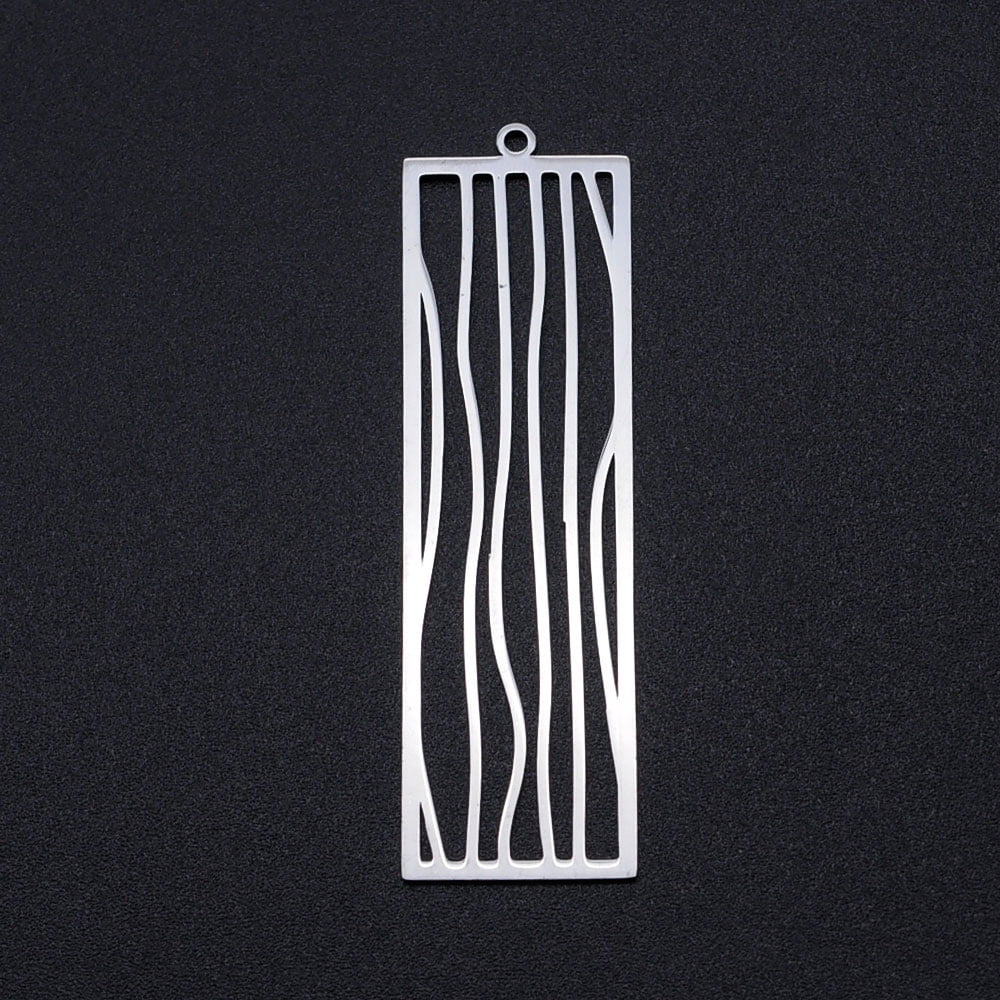 3pcs Resistant 201 Stainless Steel Big Filigree Pendants Rectangle ...