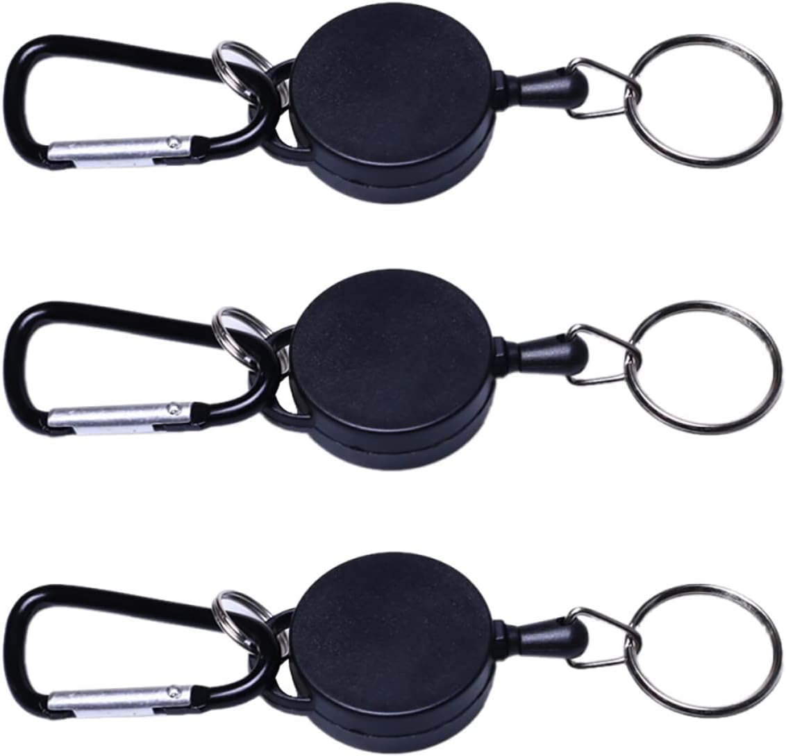 3pcs Retractable Keychain Retractable Badge Carabiner Keychain ...