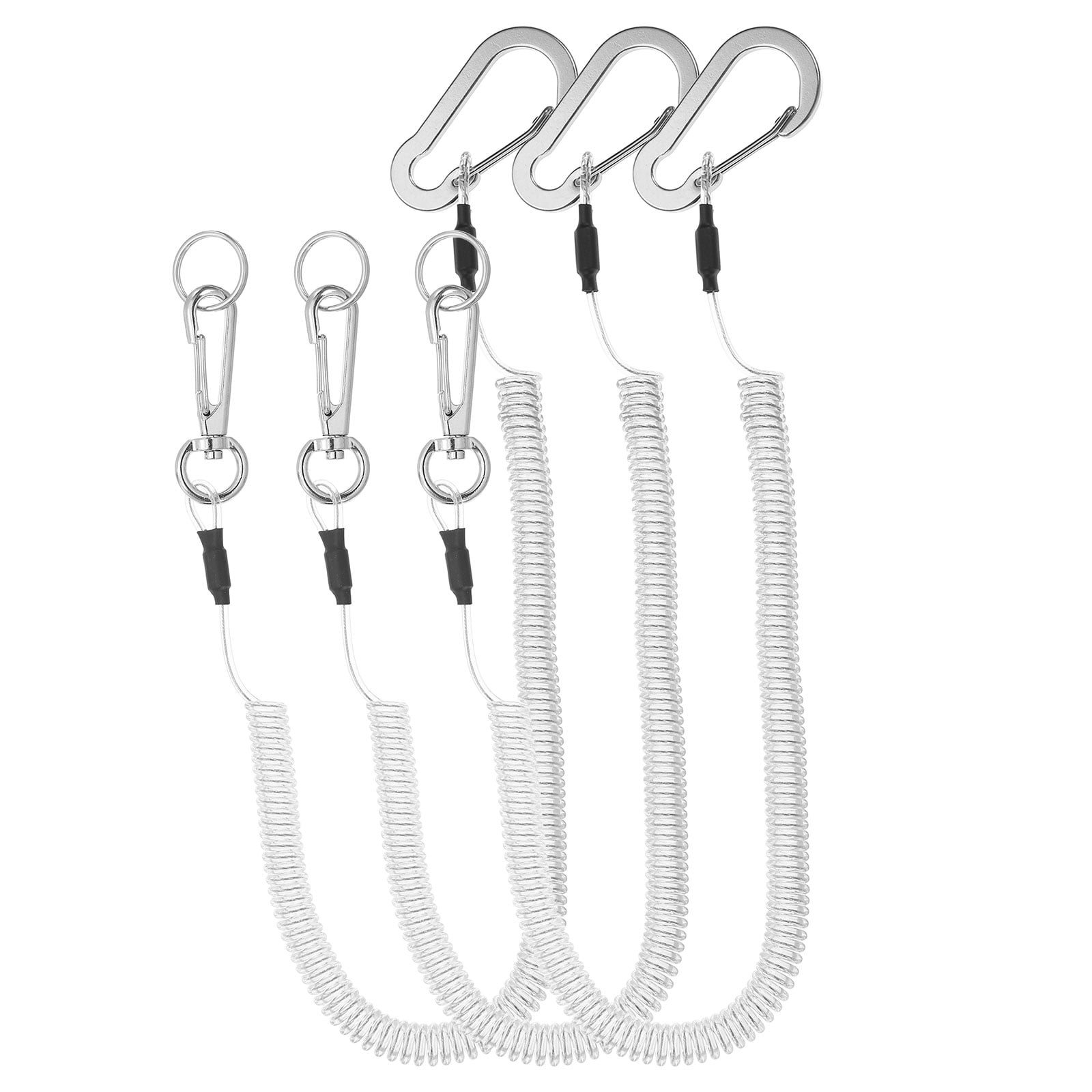 3pcs Retractable Spring Coil Straps, 6" Spiral Lanyard Cord with ...