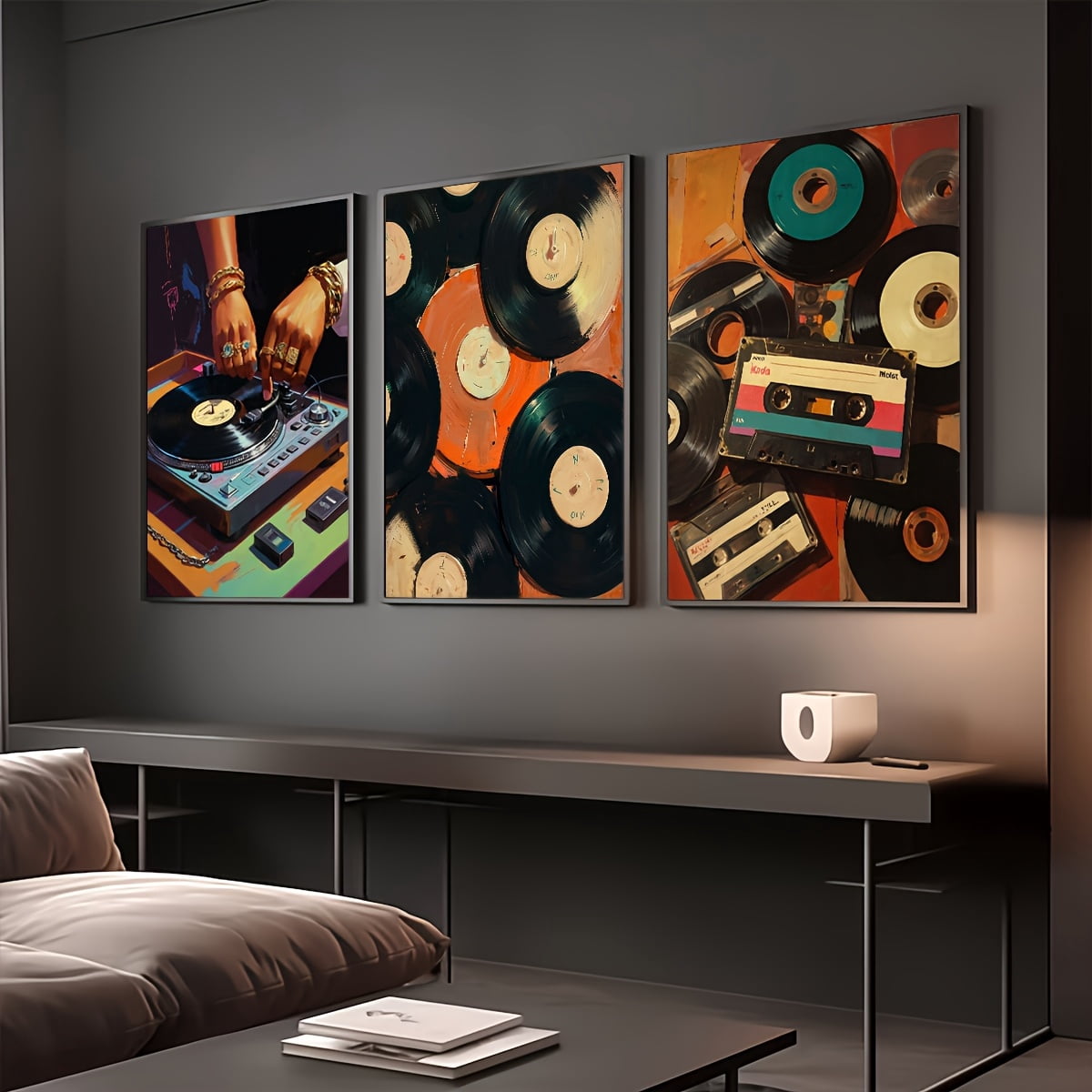 3pcs Retro Music Canvas Art Prints, Vintage Vinyl Record & Audio Tape ...