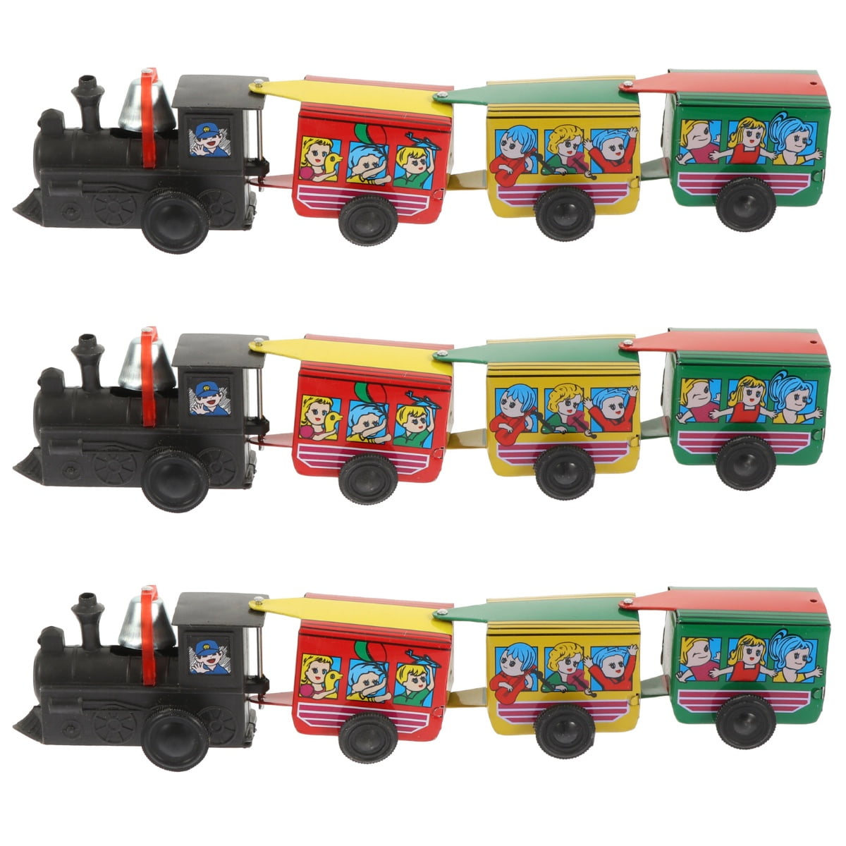 3pcs Retro Train Wind Up Toy Mini Clockwork Train Toy Decorative Train ...
