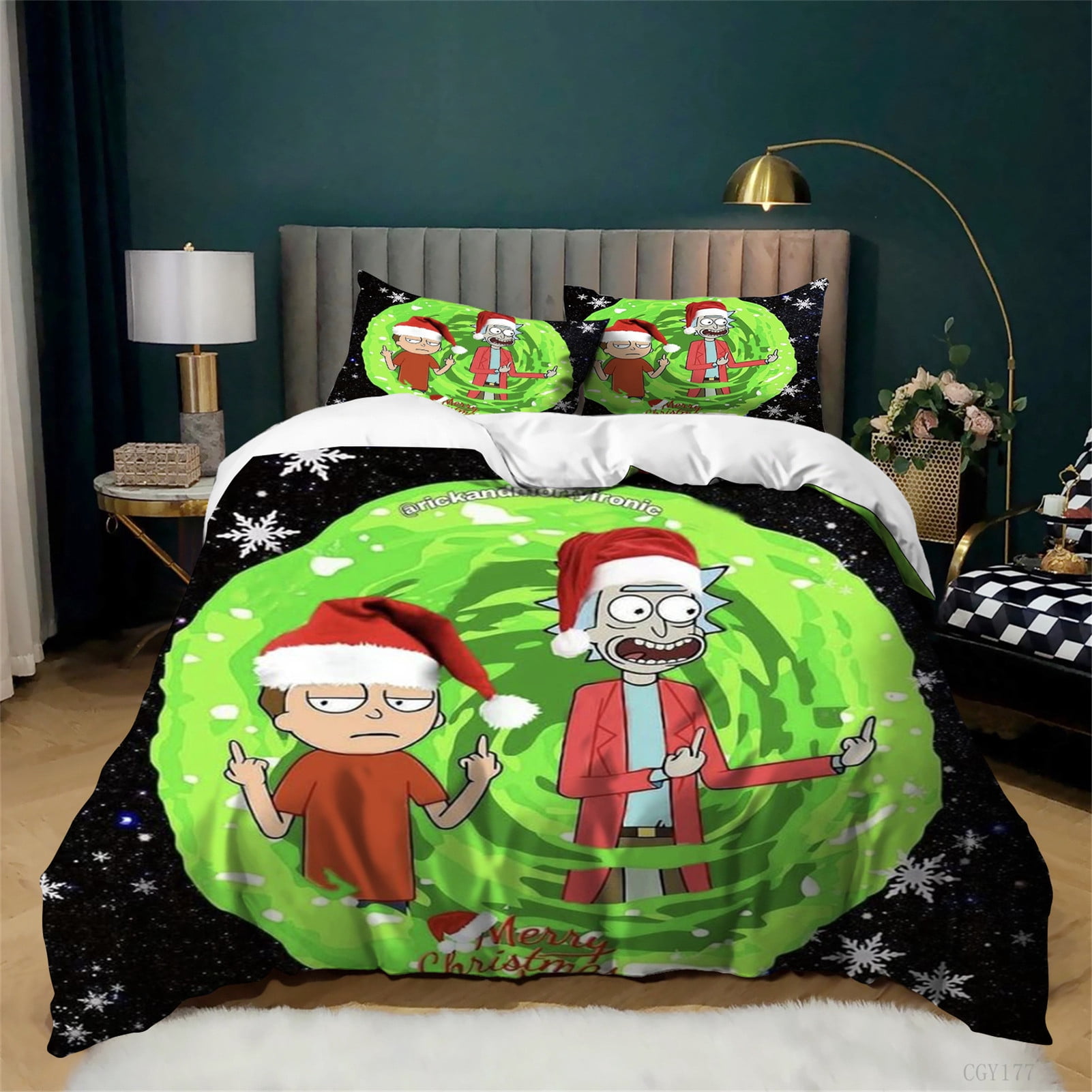 3pcs Rick and Morty Duvet Cover Set Twin Cartoon Cozy Comforter Quilt ...