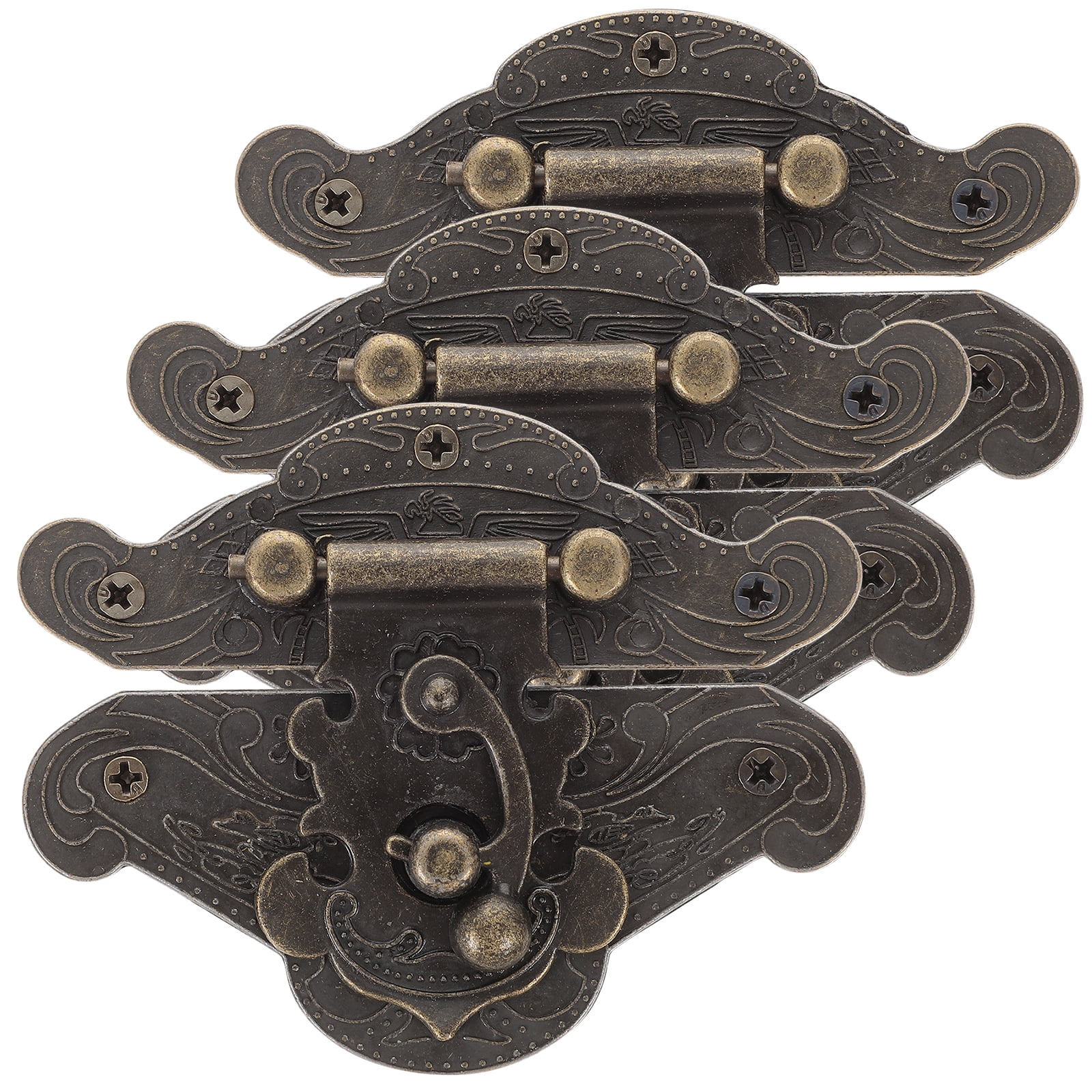 3pcs Right Latch Hook Wooden Box Hasp Lock Swing Arm Latch Retro Buckle ...