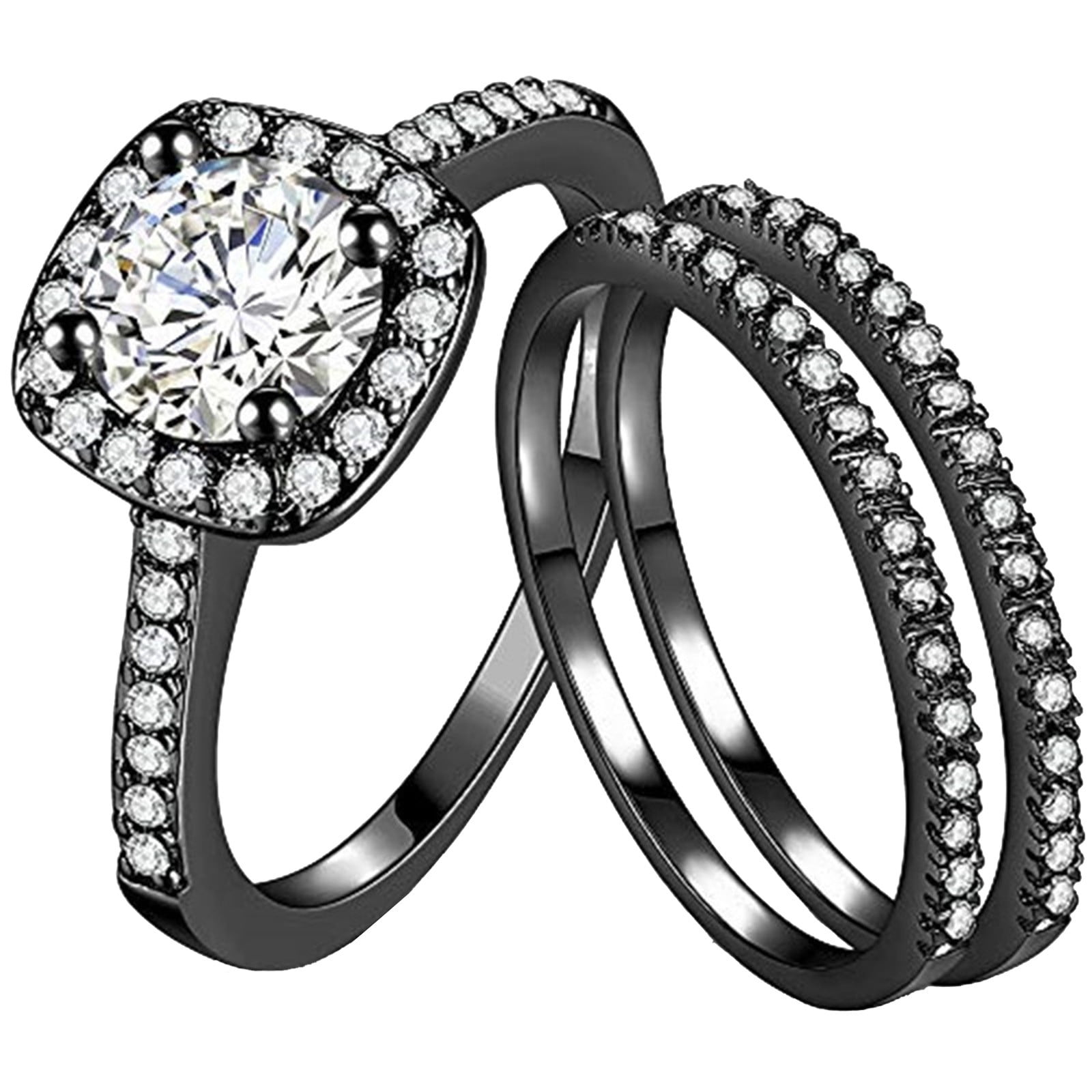 3pcs Rings Set for Women Zircon Stacking Promise Wedding Bridal Jewelry ...