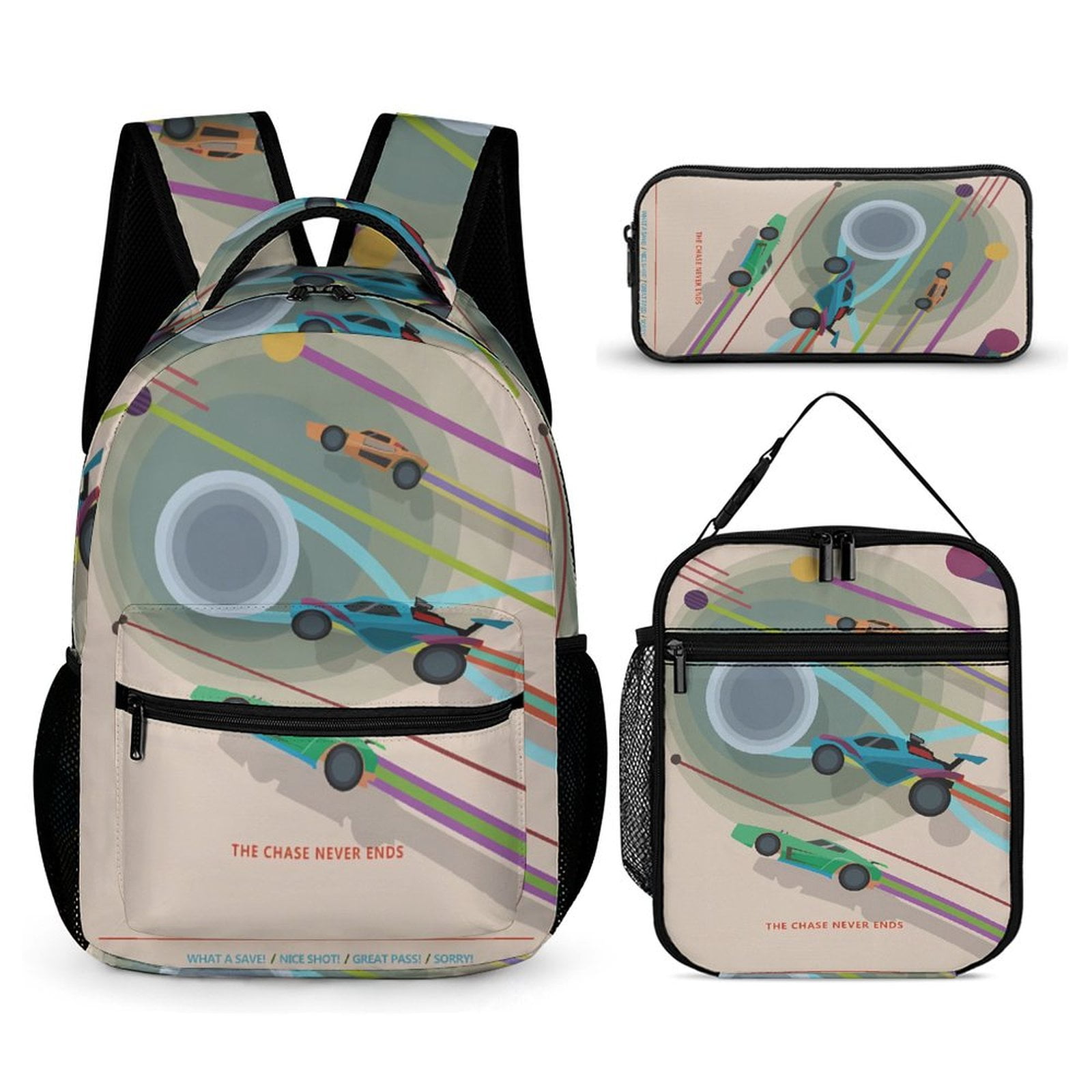 3pcs Roc-ket Car League Backpack Set, Multi-functional Laptop Bag 17in ...