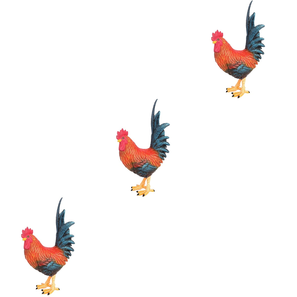 3pcs Rooster Statue Simulated Rooster Figurine Garden Yard Lawn Rooster ...