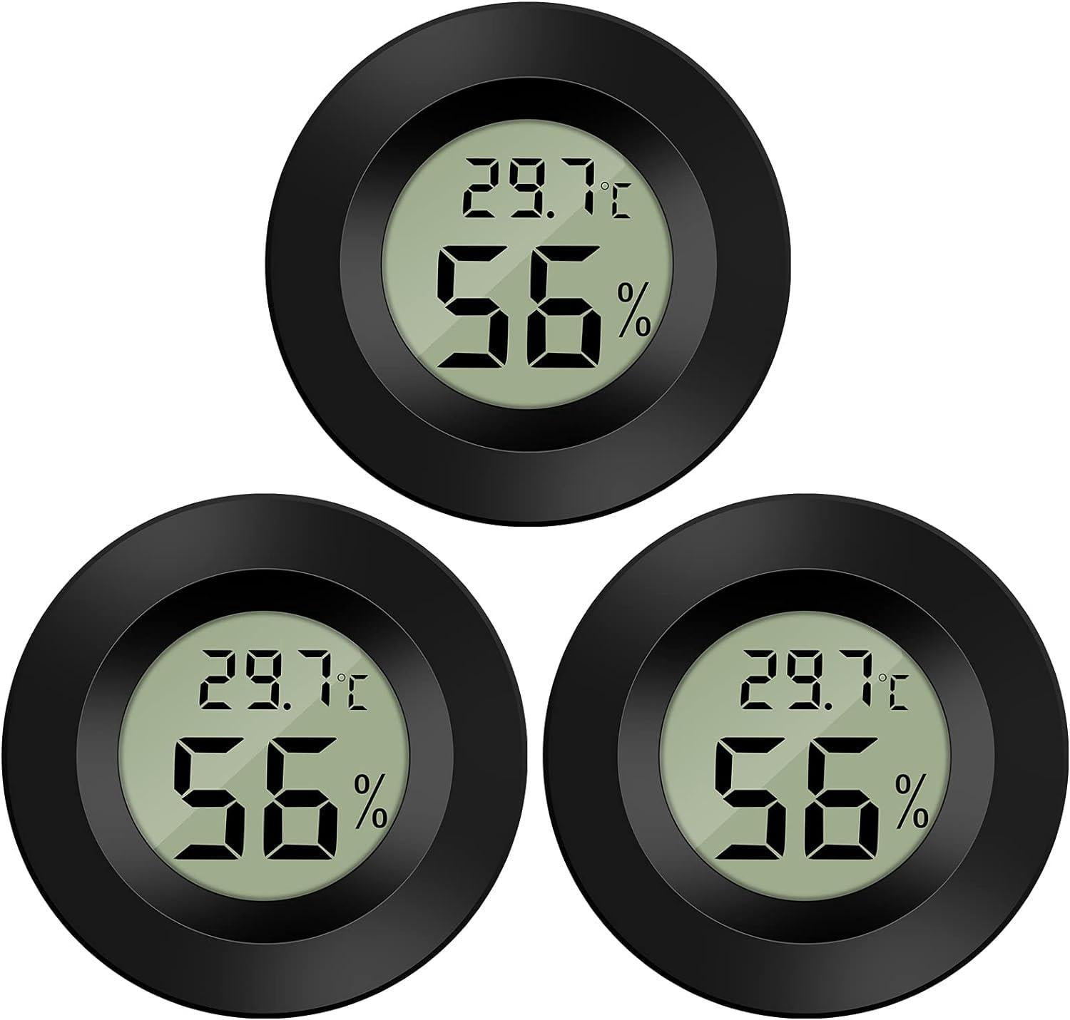 3pcs Round Mini Digital LCD Thermometer, Temperature Humidity ...