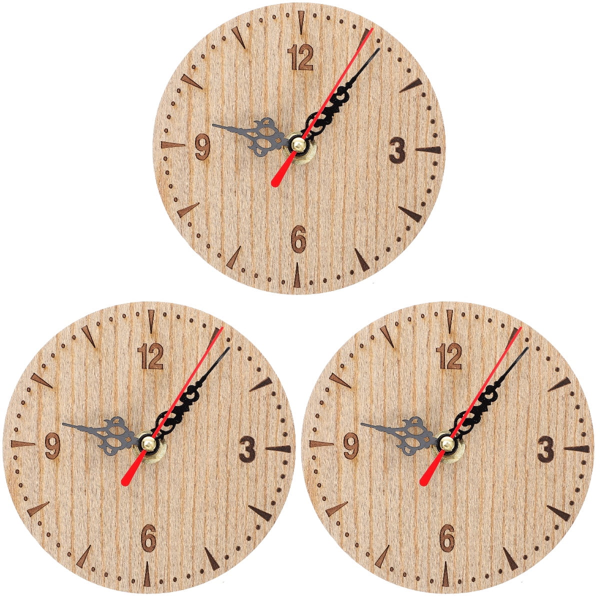 3pcs Rustic Style Wall Clock Numerals Round Wall Clock Hanging Clock No ...