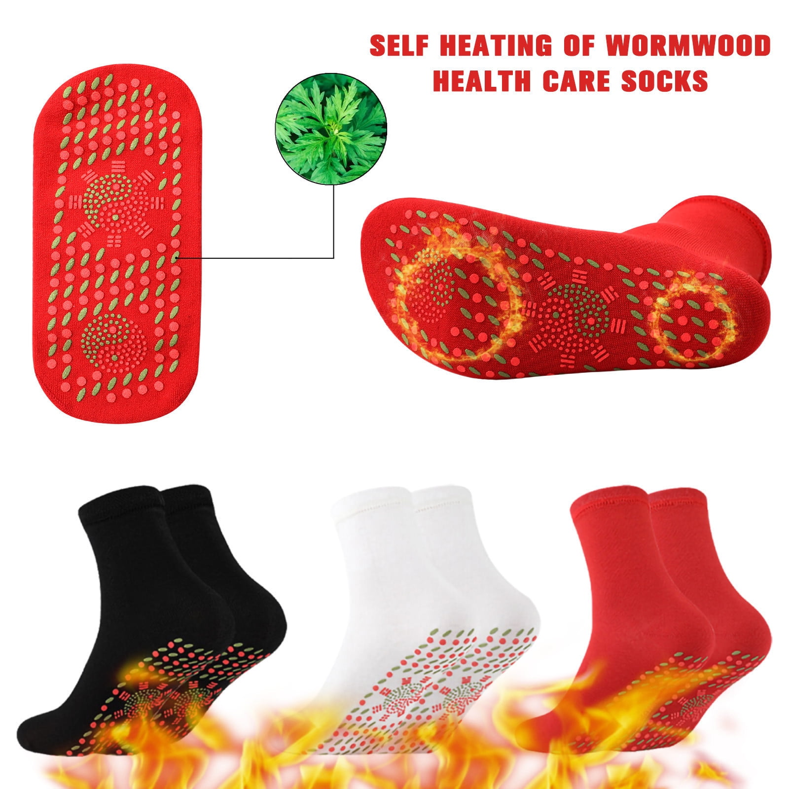 3pcs Self-Heating Socks Comfortable Stretch Durable Massage Warm and ...