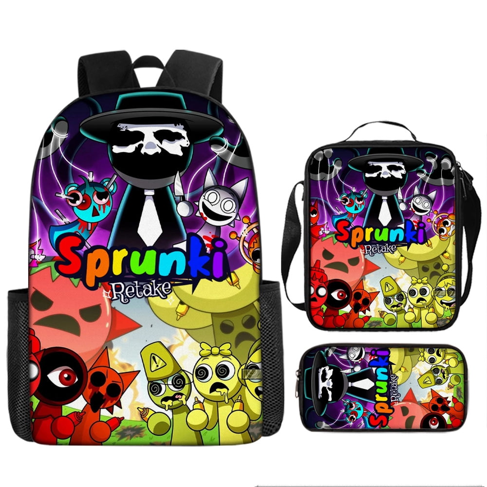 3pcs Set Backpack Cartoon Sprunki School Bag Cartoon School Backpack ...
