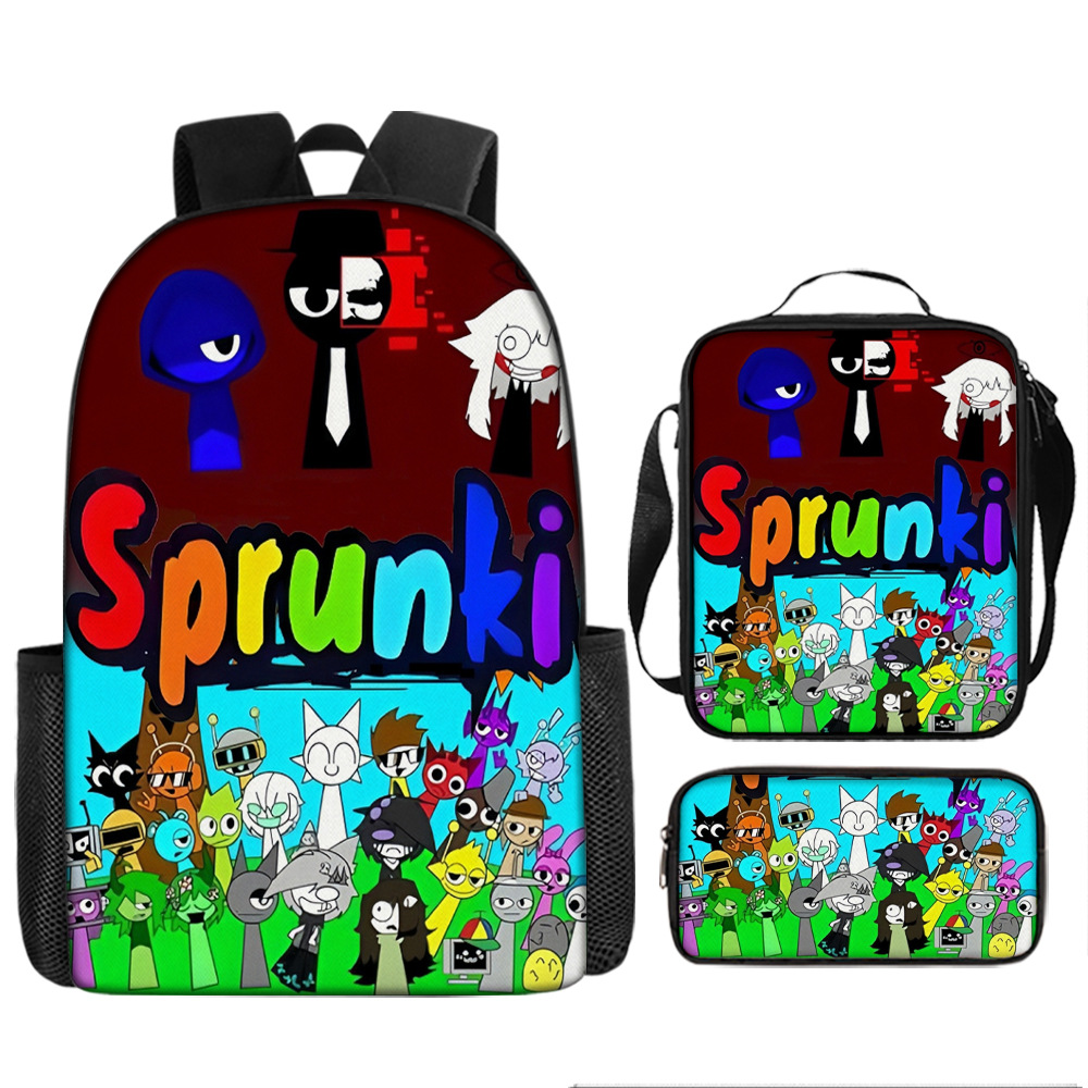 3pcs Set Backpack Cartoon Sprunki School Bag Cartoon School Backpack ...