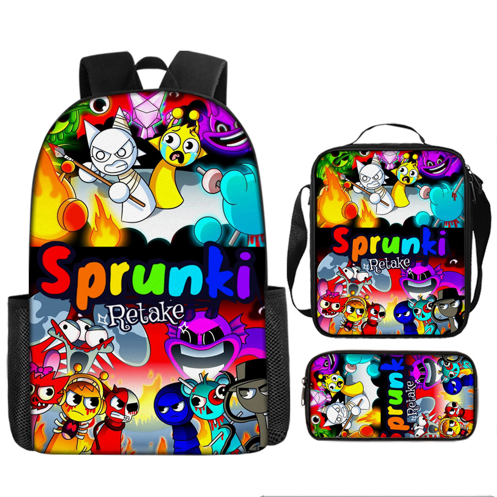 3pcs Set Backpack Cartoon Sprunki School Bag Cartoon School Backpack ...