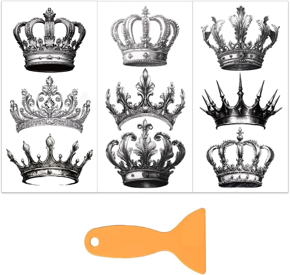 3pcs/Set Black and White Sketch Crown Rub on Transfer for Furniture and ...