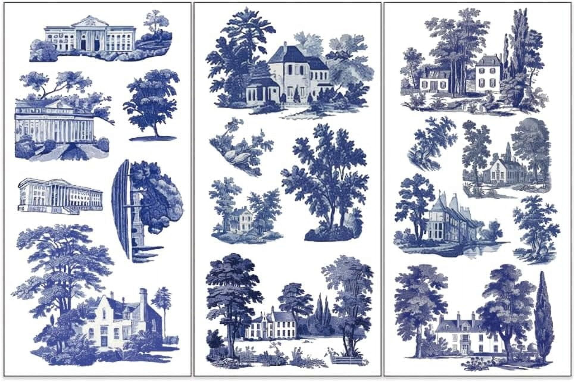 3pcs/Set Blue Landscape Rub on Transfers for Furniture and Crafts 6x12 ...