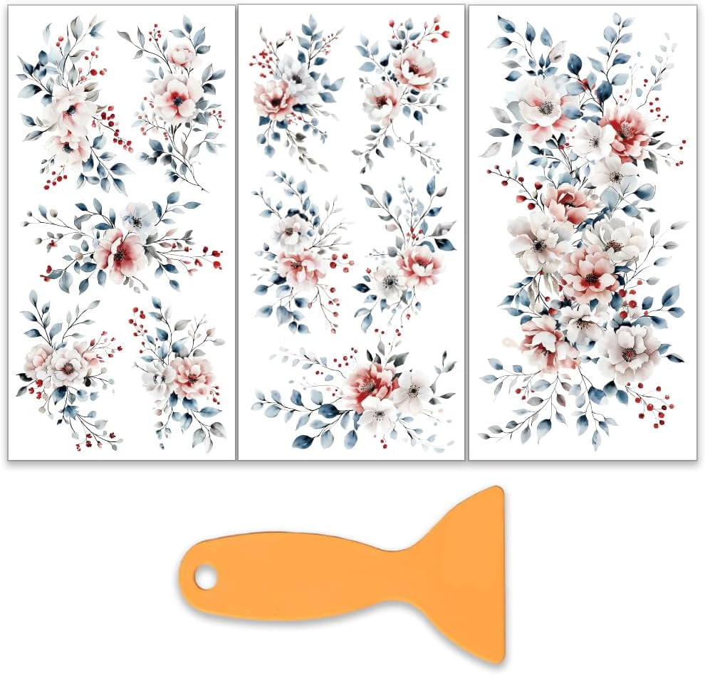 3pcs/Set Bohemian Flowers Rub on Transfers for Furniture and Crafts ...