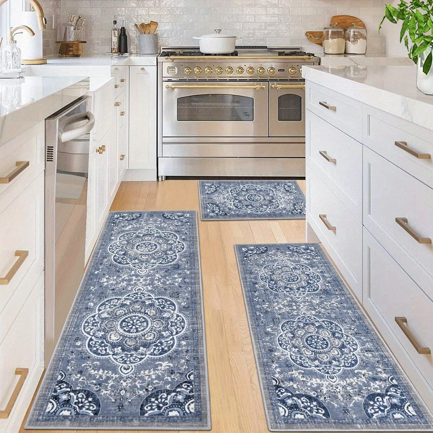 3pcs Set Bohemian Style Non-Slip Washable Kitchen Floor Mat Set for ...