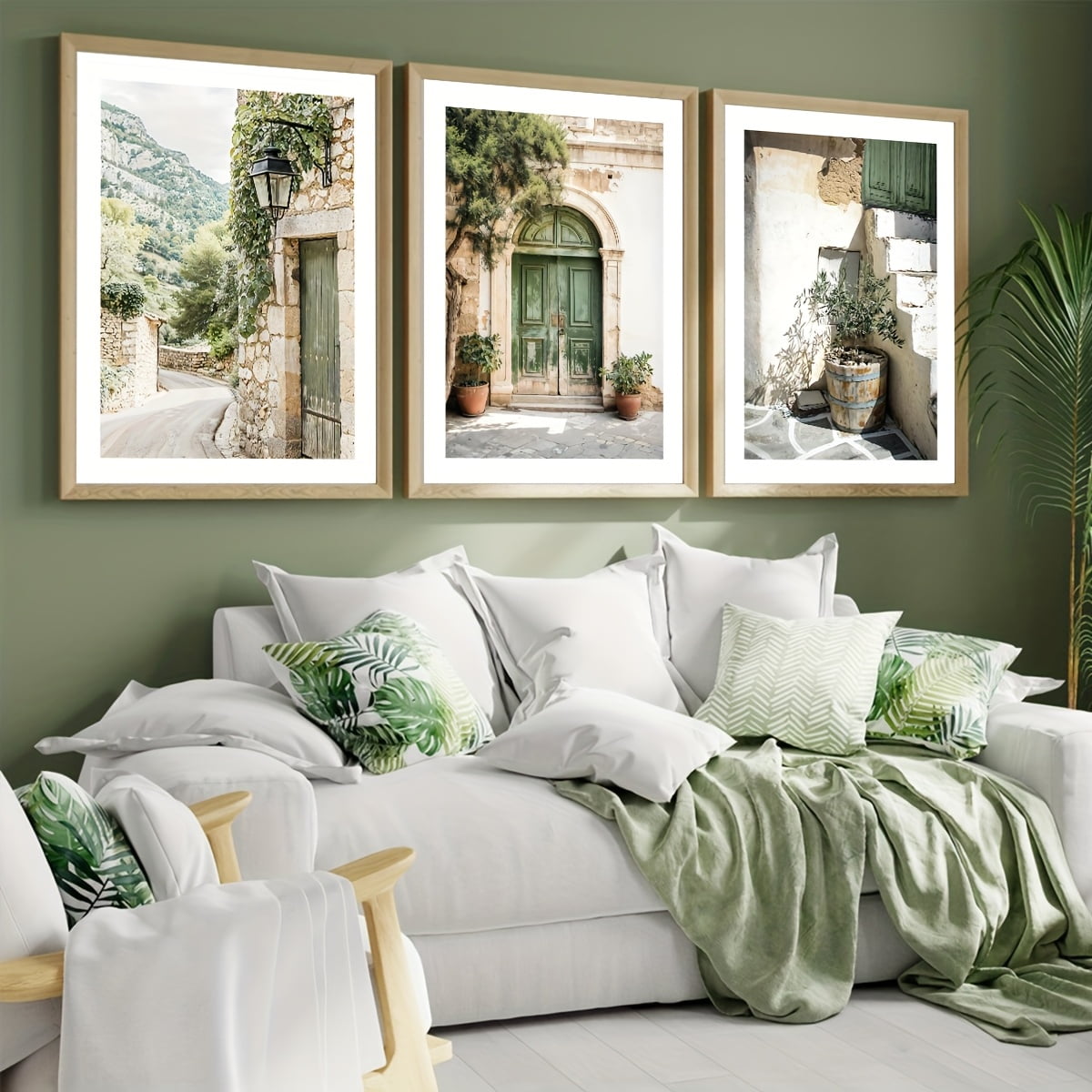 3pcs Set Boho Wall arts, Green Boho Door Mallorca Posters, Olive Tree ...