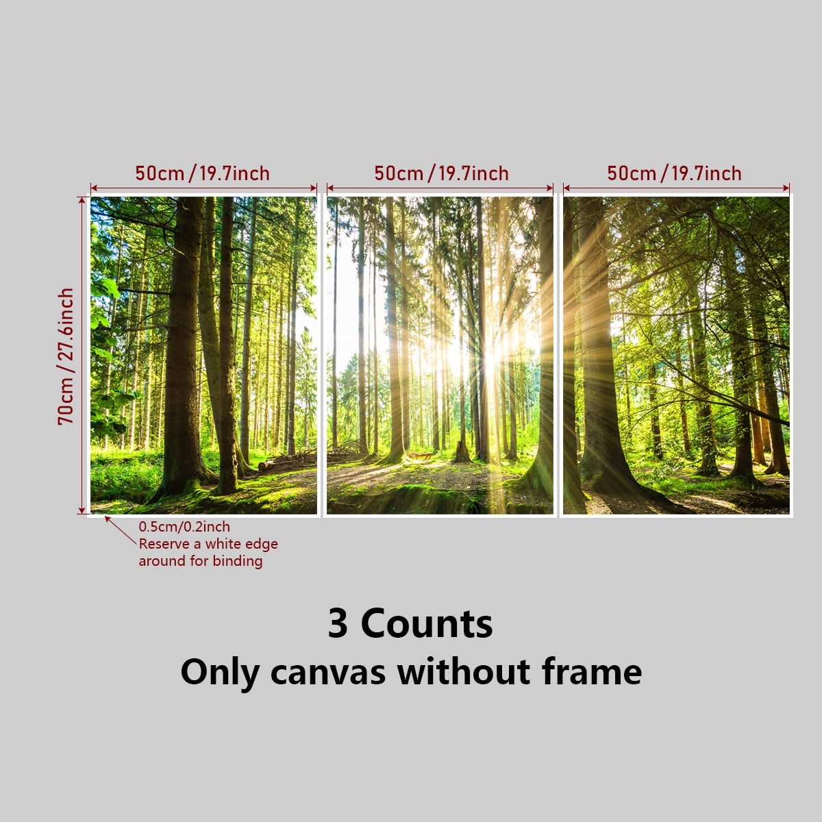 3pcs/ Set Canvas Posters, Forest Scenery Bathed In Sunshine, Fashion ...