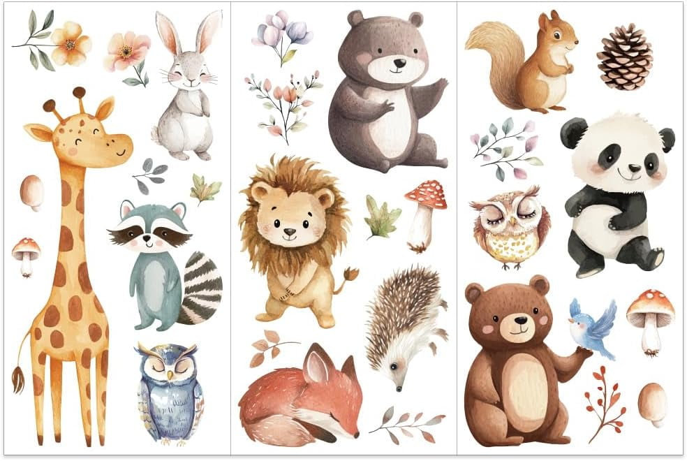3pcs/Set Cartoon Animal Rub on Transfers for Furniture and Crafts 6x12 ...