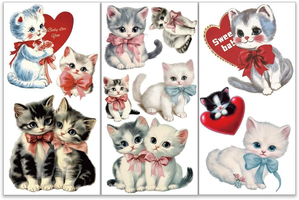 3pcs/Set Cartoon Cat Rub on Transfers for Furniture and Crafts 6x12 ...