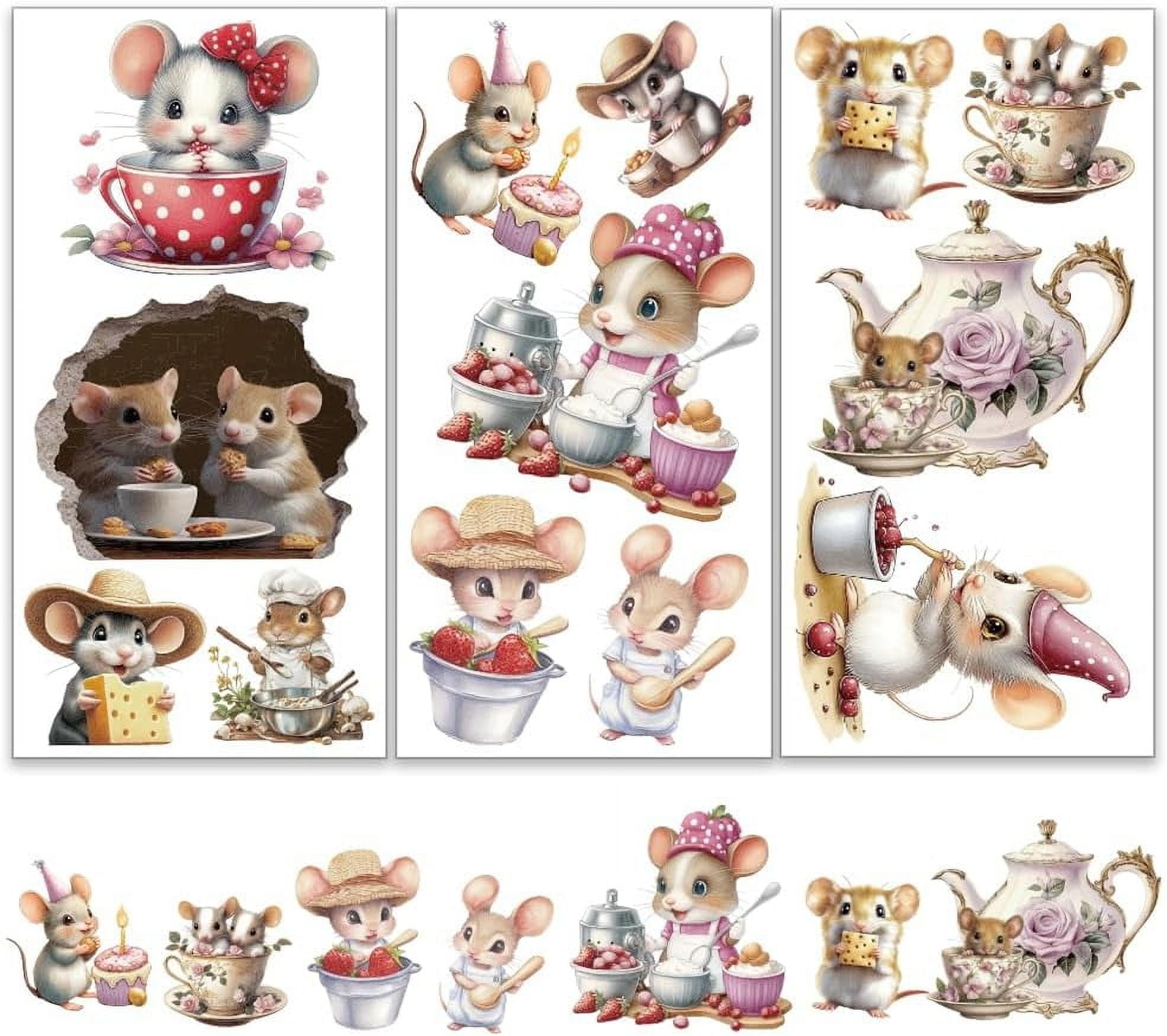3pcs/Set Cattoon Mouse Rub on Transfers for Furniture and Crafts ...
