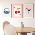3pcs Set, Cherry & Cocktail Aesthetic Canvas Prints, Modern Frameless ...
