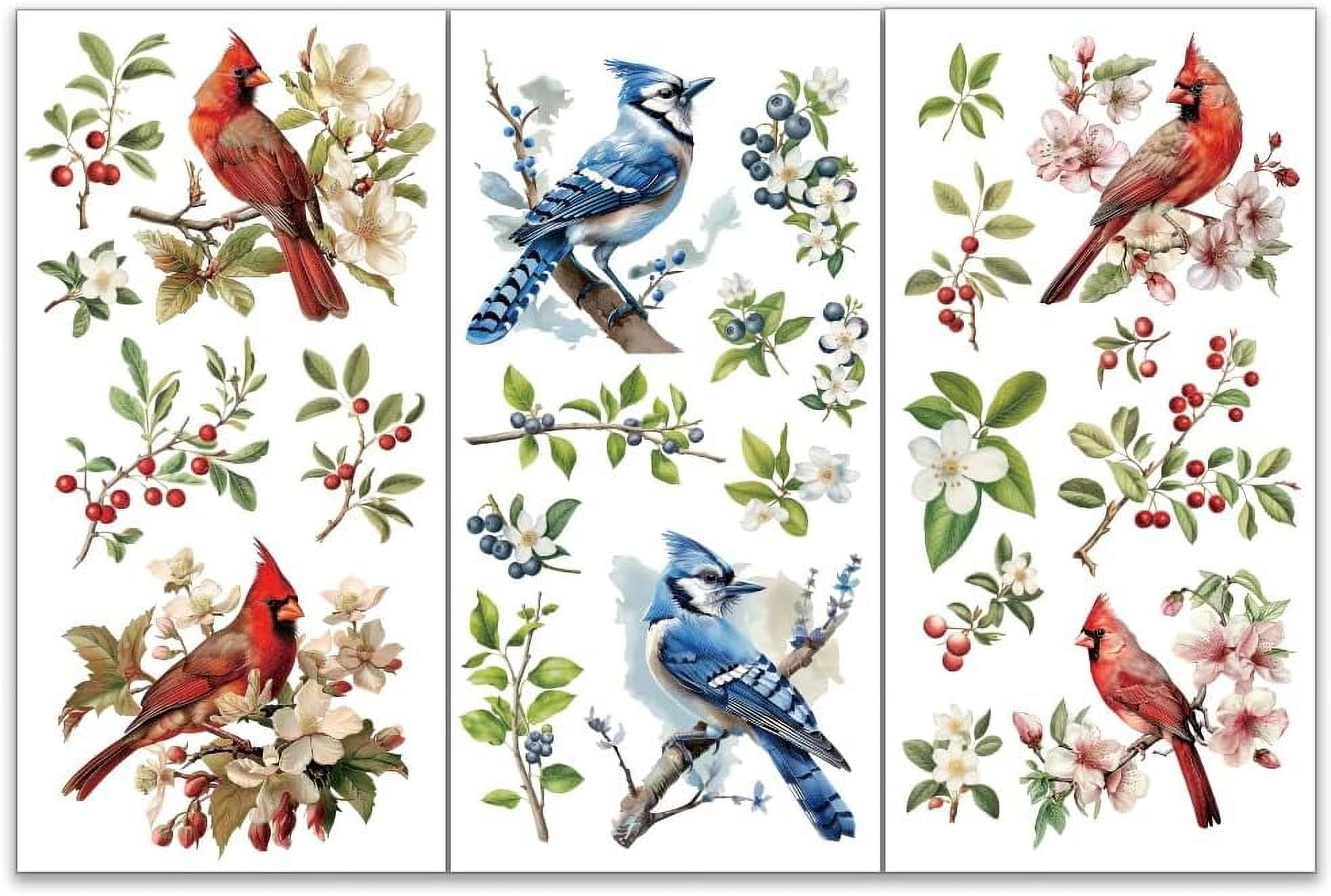 3pcs/Set Christmas Cardinal Rub on Transfers for Furniture and Crafts ...