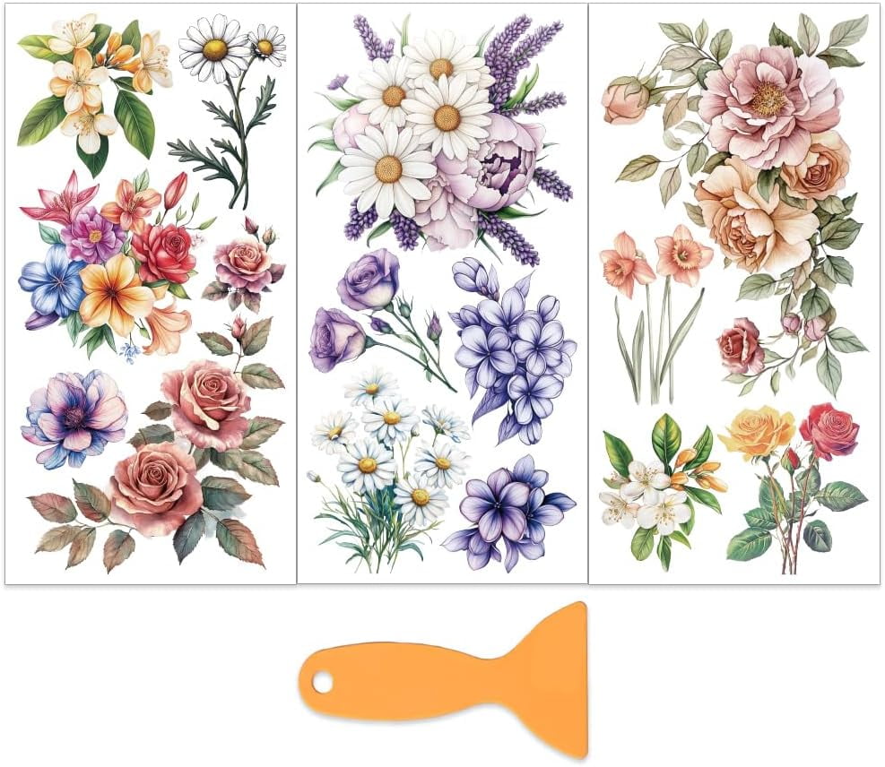 3pcs/Set Colored Plants Rub on Transfers for Furniture and Crafts 6x12 ...
