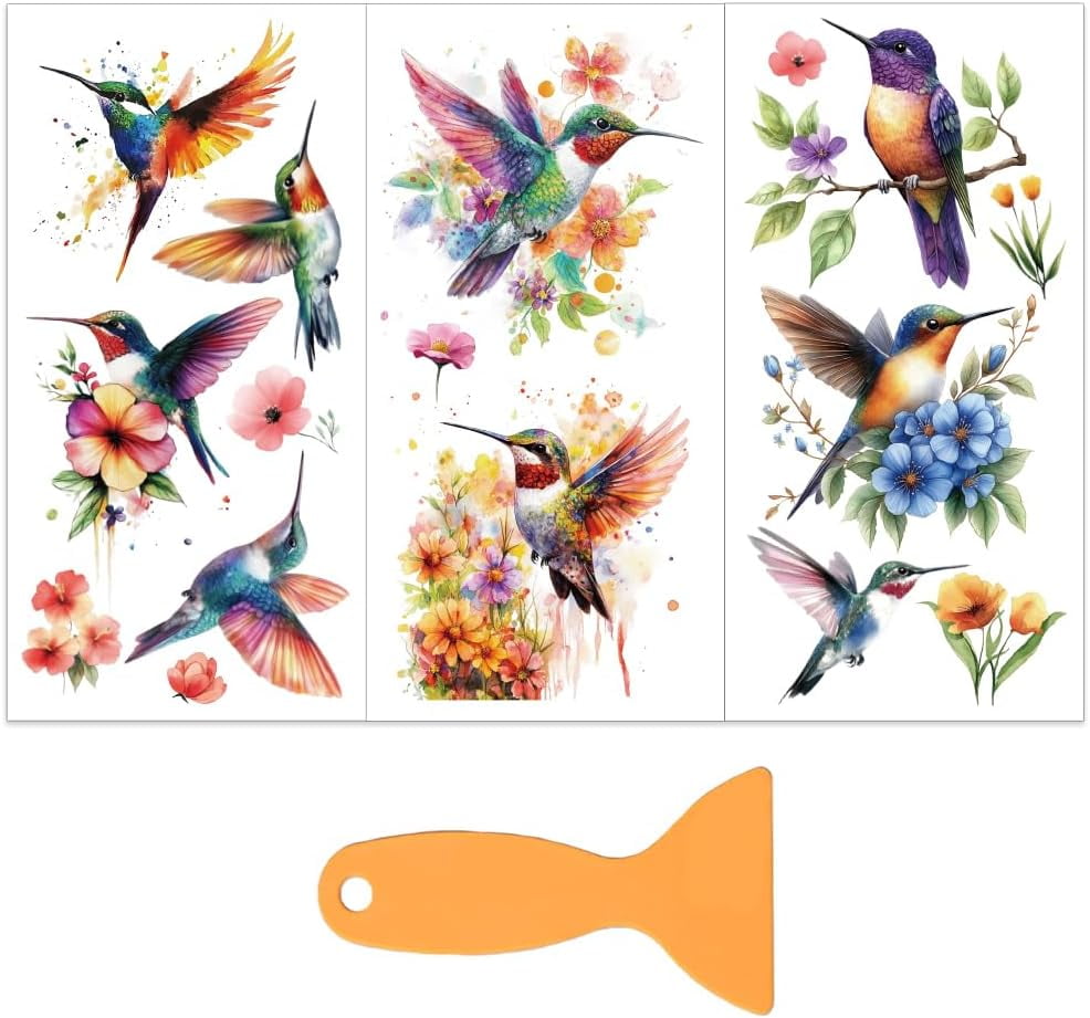 3pcs/Set Colorful Hummingbird Rub on Transfers for Furniture and Crafts ...