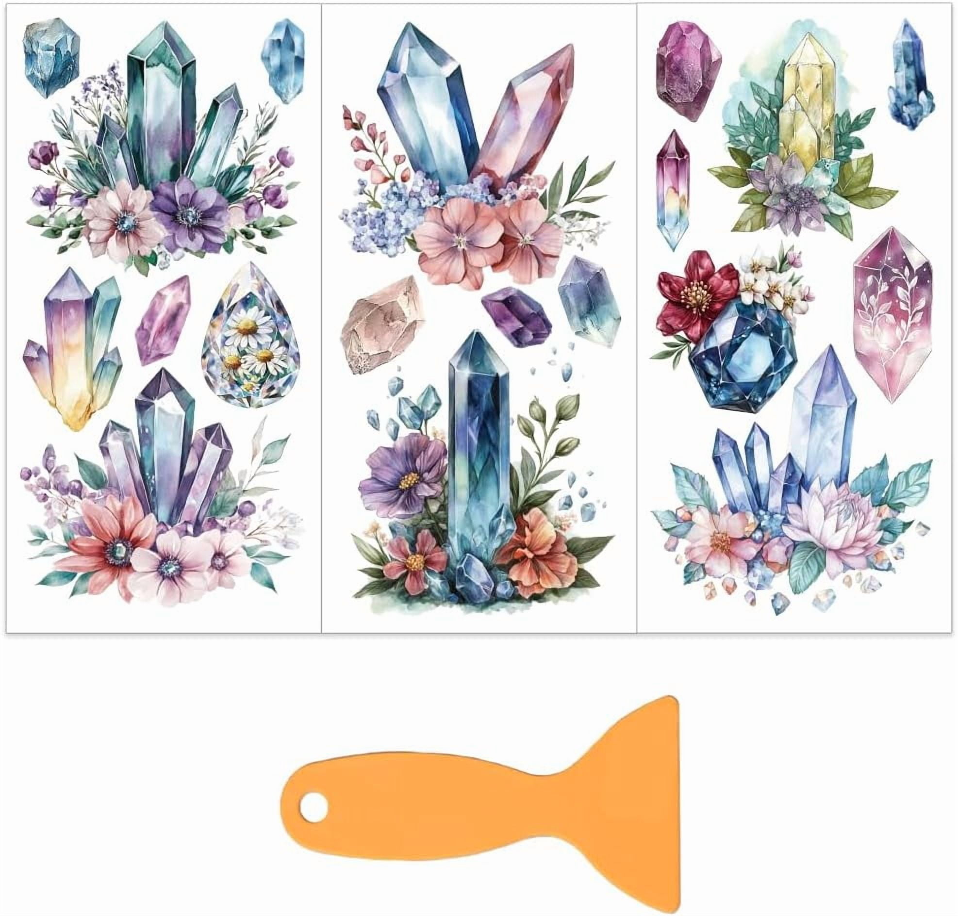 3pcs/Set Crystal Flowers Rub on Transfers for Furniture and Crafts 6x12 ...