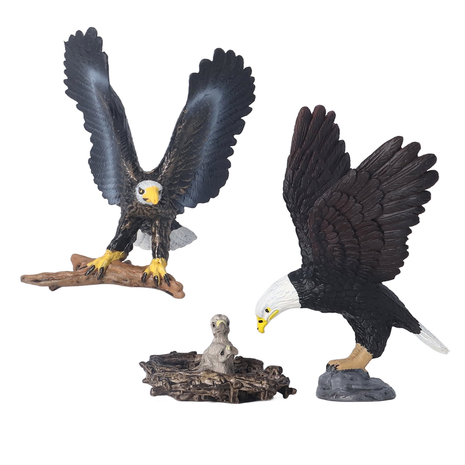 3pcs Set Eagle Figurine Toy, Simulated Bald Eagle Statue Cute Lifelike ...