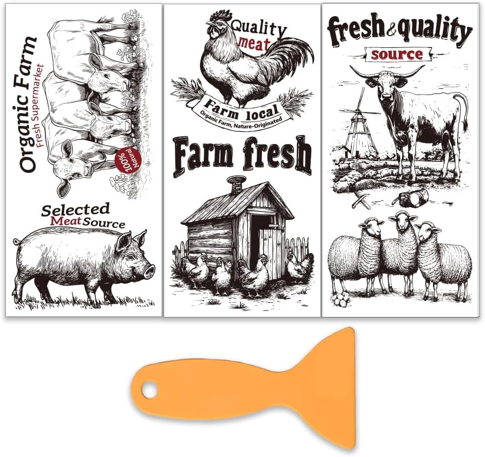 3pcs/Set Farm Animals Rub on Transfers for Furniture and Crafts 6x12 ...