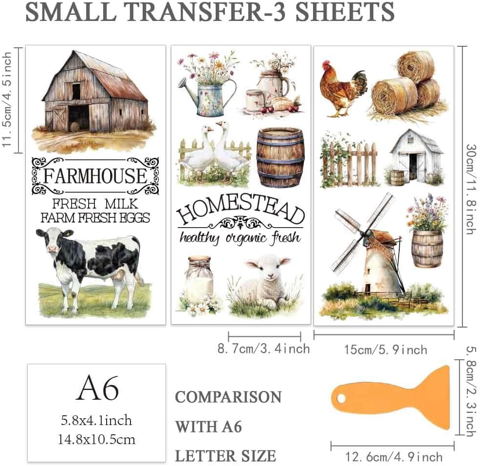 3pcs/Set Farmhouse Rub on Transfers for Furniture and Crafts 6x12 Inch ...