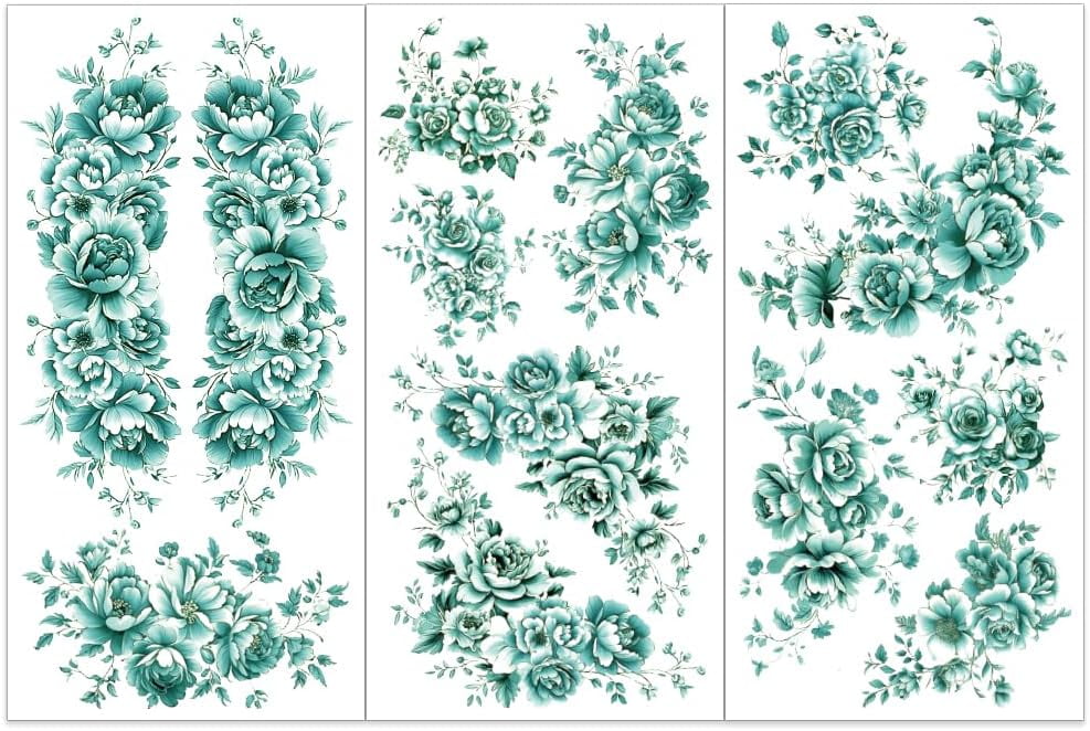 3pcs/Set Floral Transfer Stickers 6x12 Inch Flower Rub on Transfers for ...