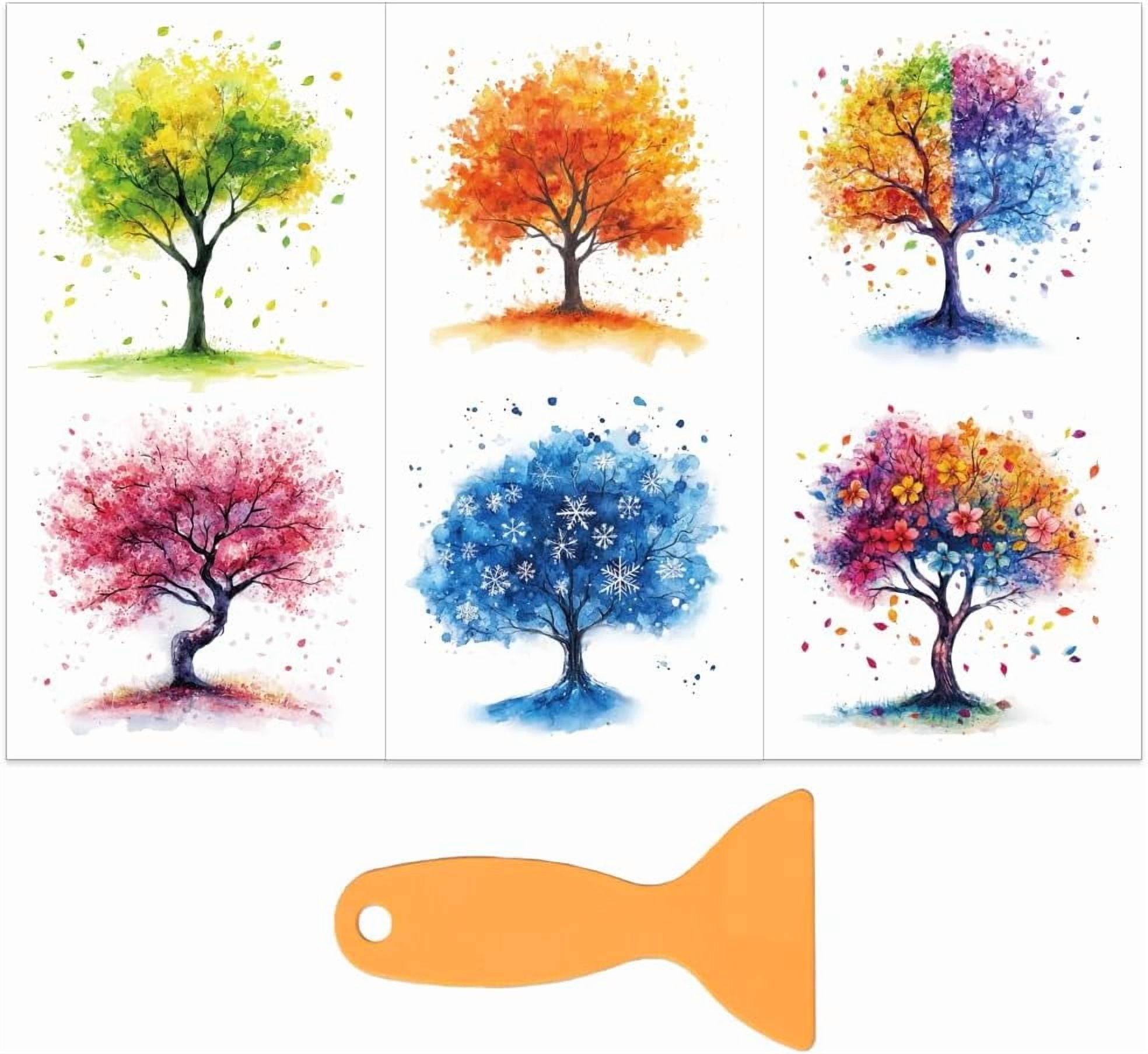 3pcs/Set Four Seasons Tree Rub on Transfers for Furniture and Crafts ...