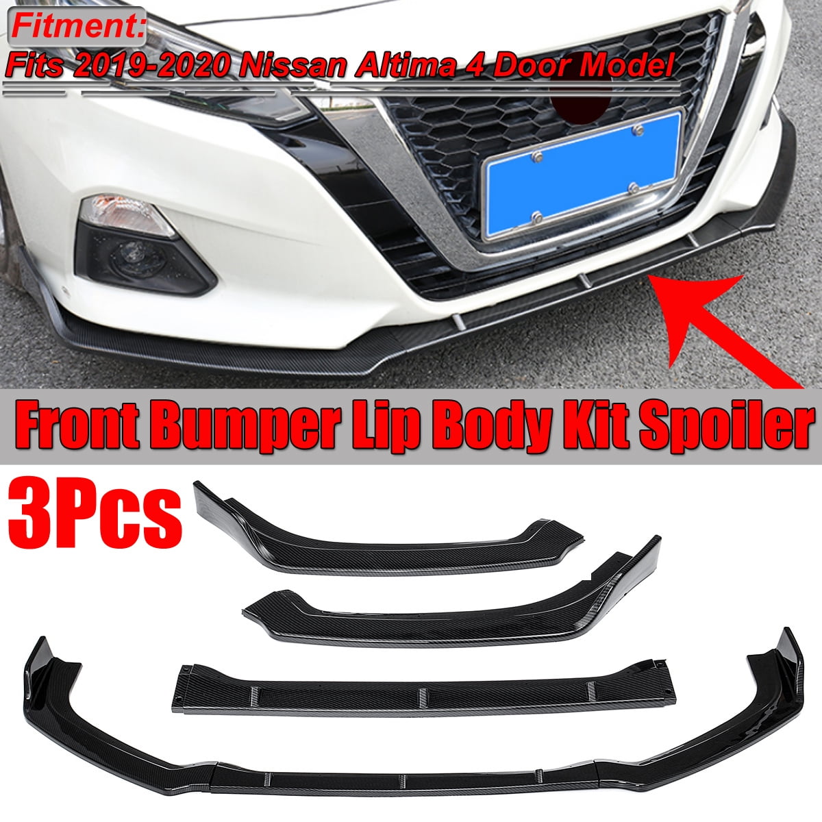 3pcs Set Front Bumper Lip for Nissan Altima 2019-2022, Front Spoiler ...