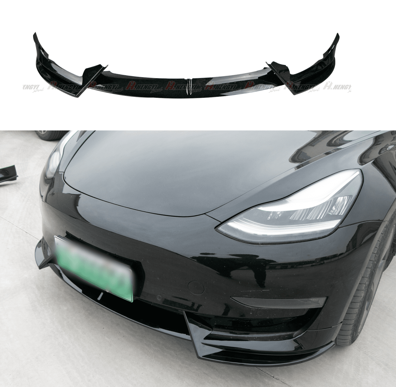 3pcs Set Front Bumper Lip for Tesla Model 3 2017-2023, Front Spoiler ...