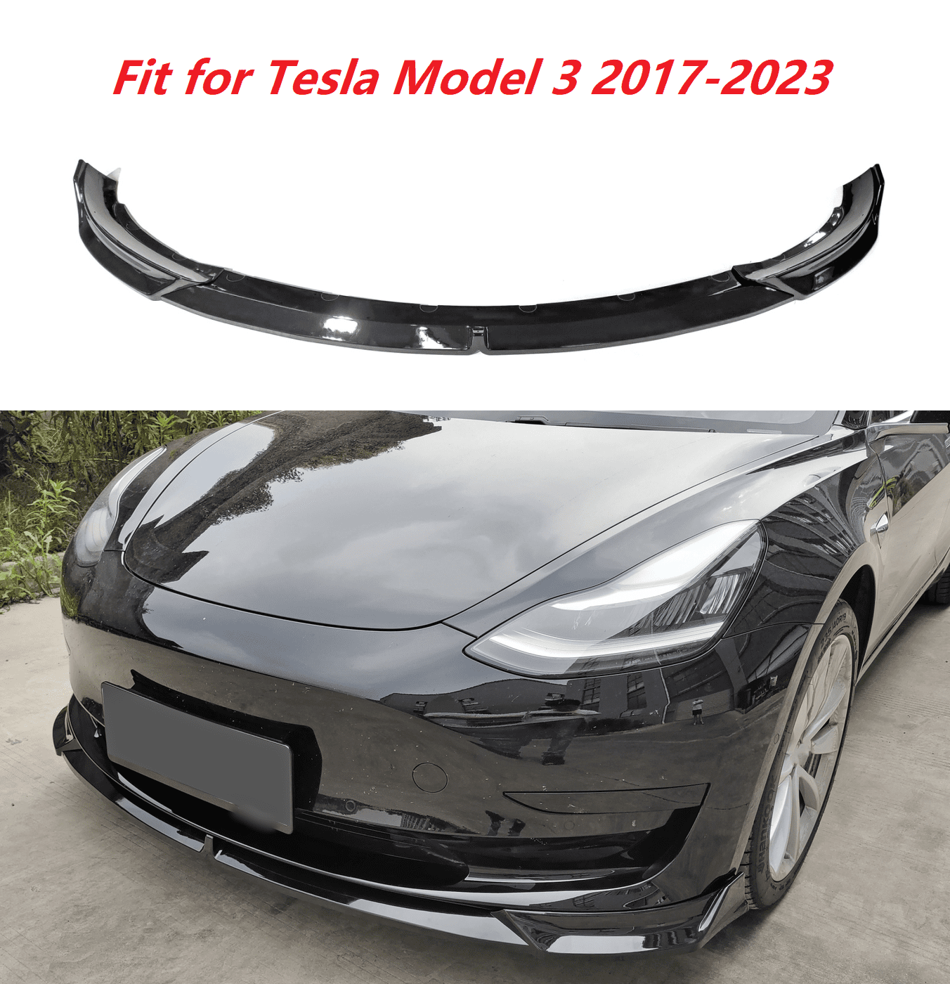 3pcs Set Front Bumper Lip for Tesla Model 3 2017-2023, Front Spoiler ...