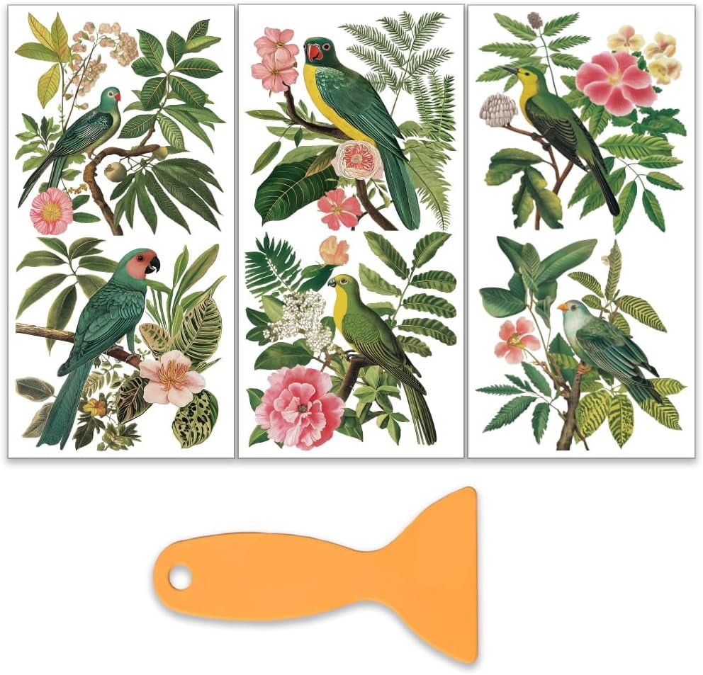 3pcs/Set Green Birds Rub on Transfers for Furniture and Craft 6x12 Inch ...