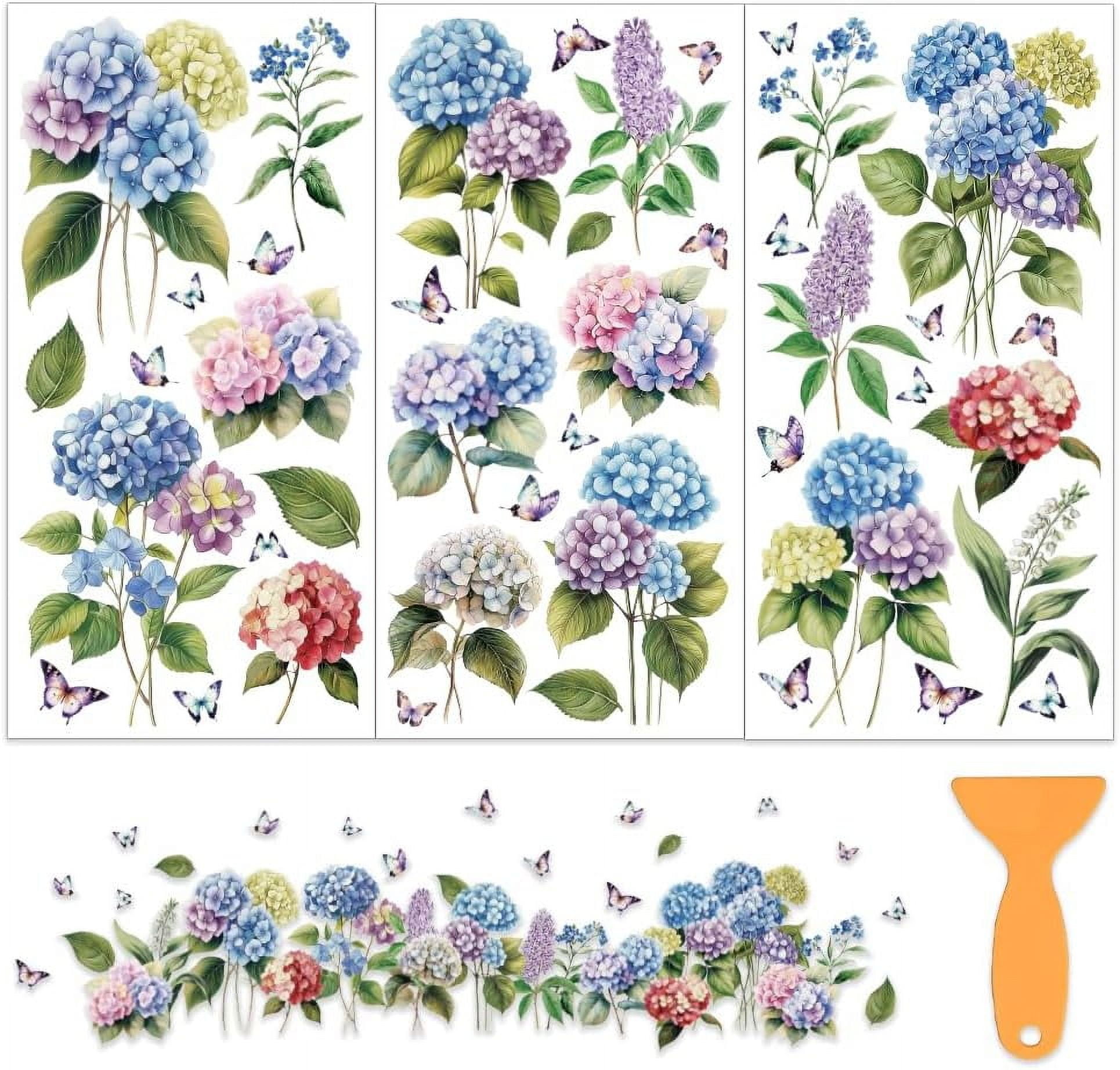 3pcs/Set Hydrangea Flowers Rub on Transfers for DIY Furniture and ...