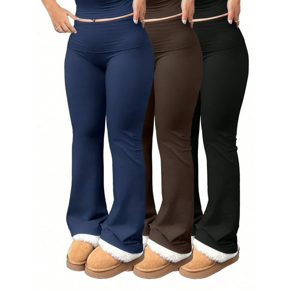 3pcs/Set Large Size Women's Casual High Yoga Pants Set Elastic Waist ...