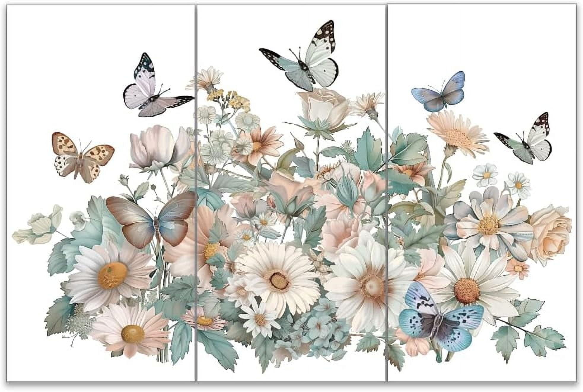 3pcs/Set Light-Colored Flower Rub on Transfers for Furniture and Crafts ...