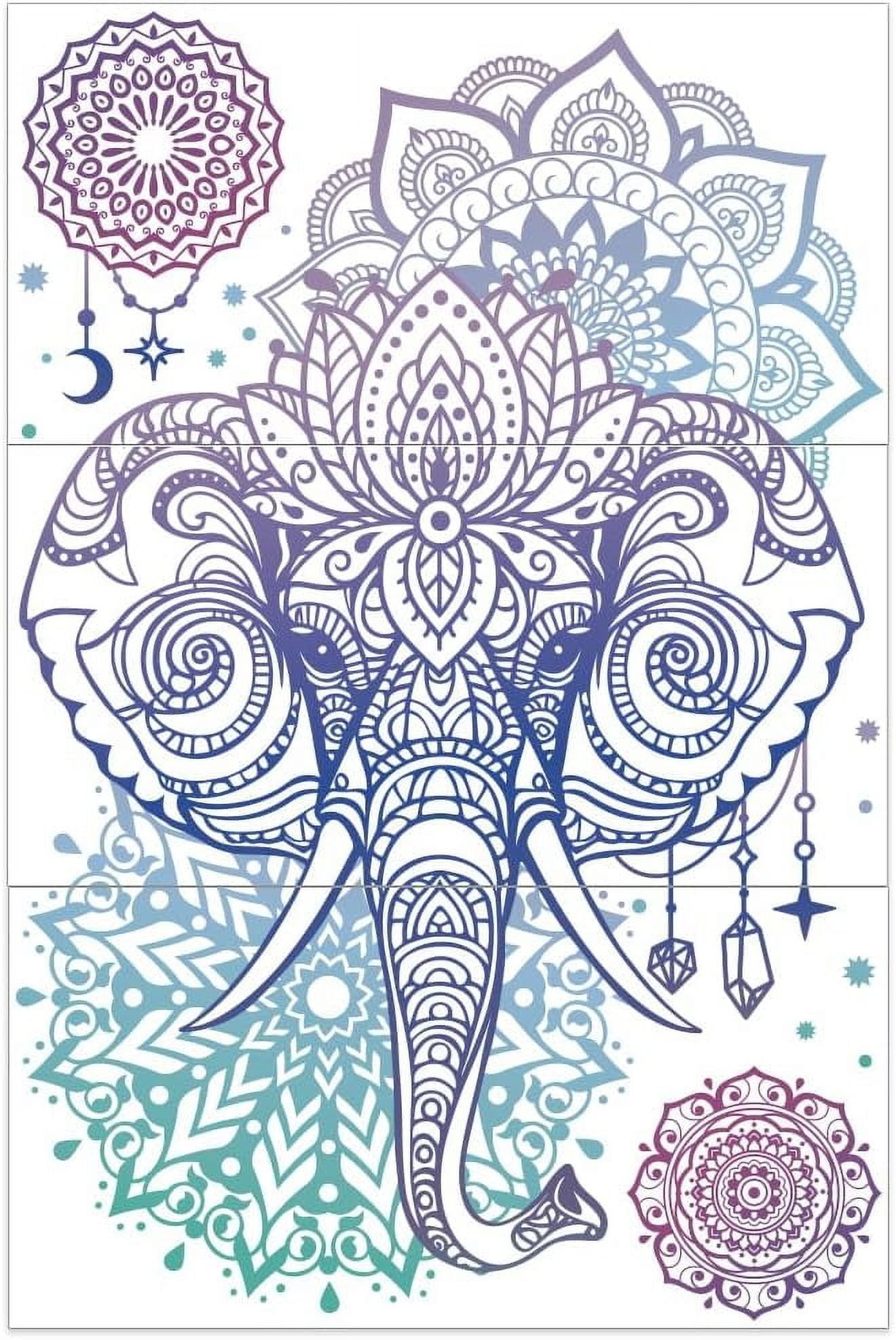 3pcs/Set Mandala Elephant Rub on Transfers for Furniture and Craft 12x6 ...