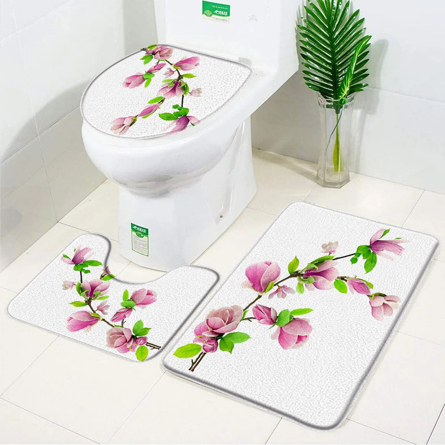 3pcs Set Mediterranean Landscape Bath Mat Oil Painting Europe Coastal ...