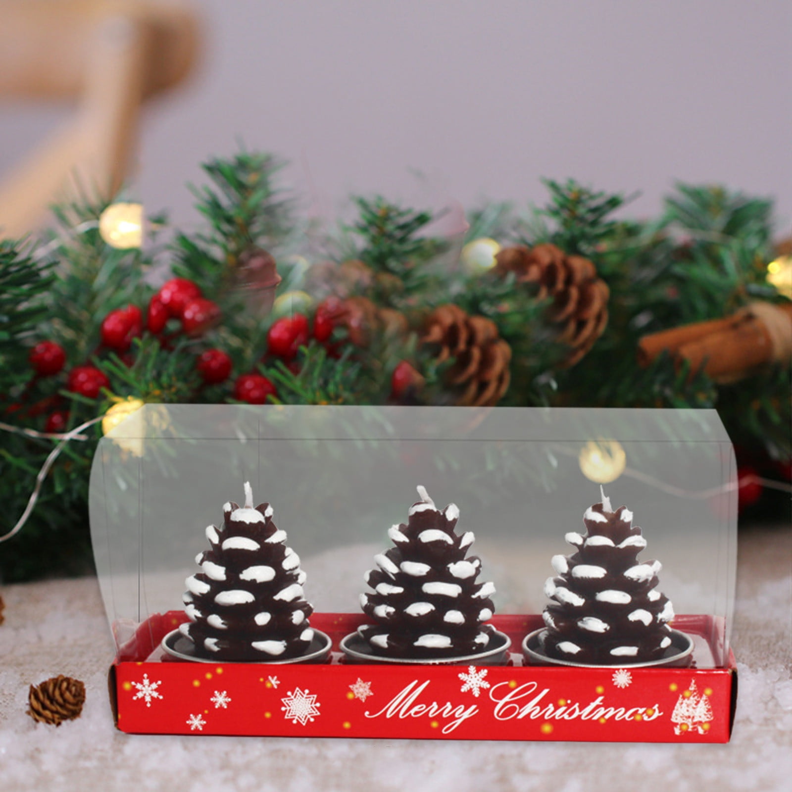 3pcs/Set Mini Christmas Candles Unscented Tea Light Candles with ...