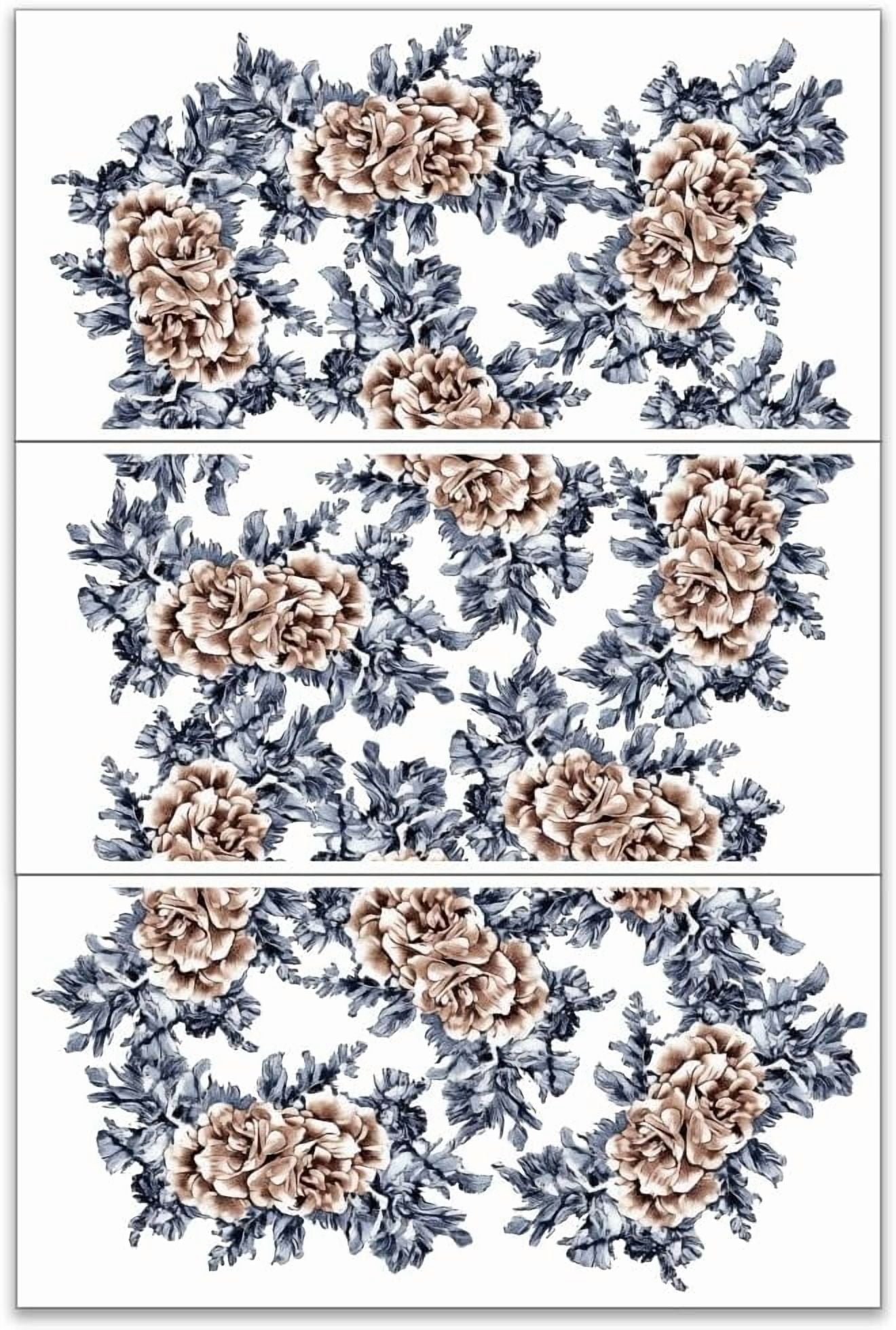3pcs/Set Natural Flower Rub on Transfers for Furniture and Crafts 12x6 ...